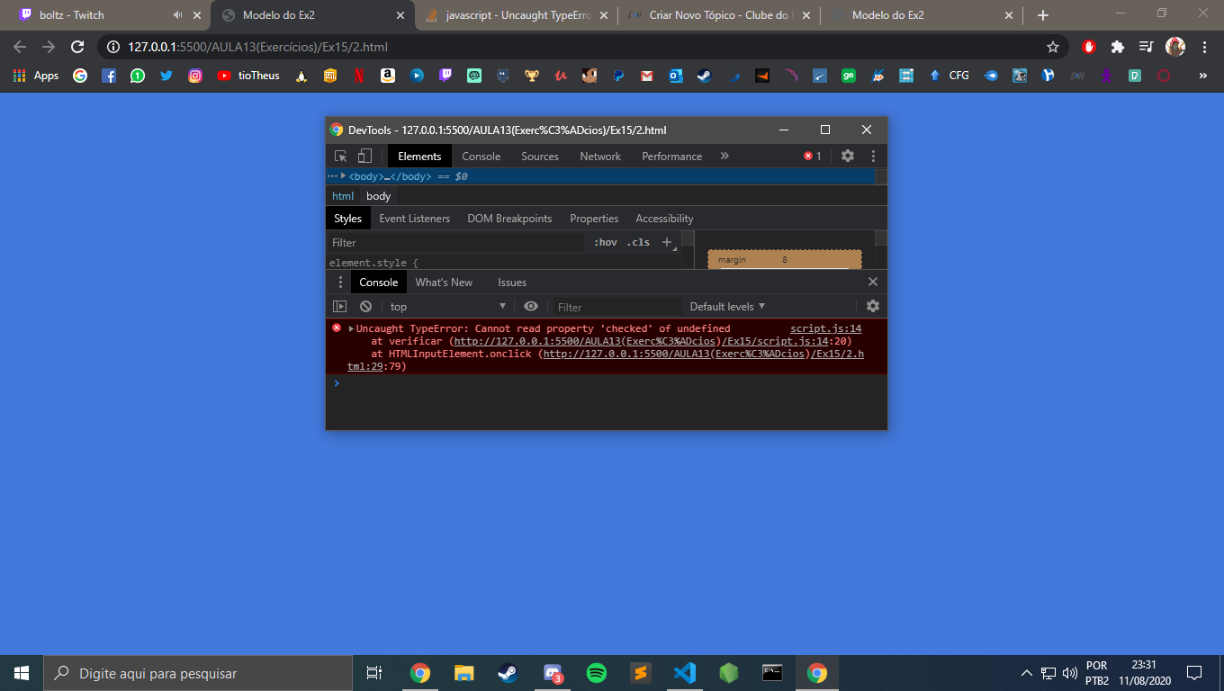 Como resolver erro erro Uncaught TypeError: Cannot read property ... Como resolver erro erro Uncaught TypeError: Cannot read property ...